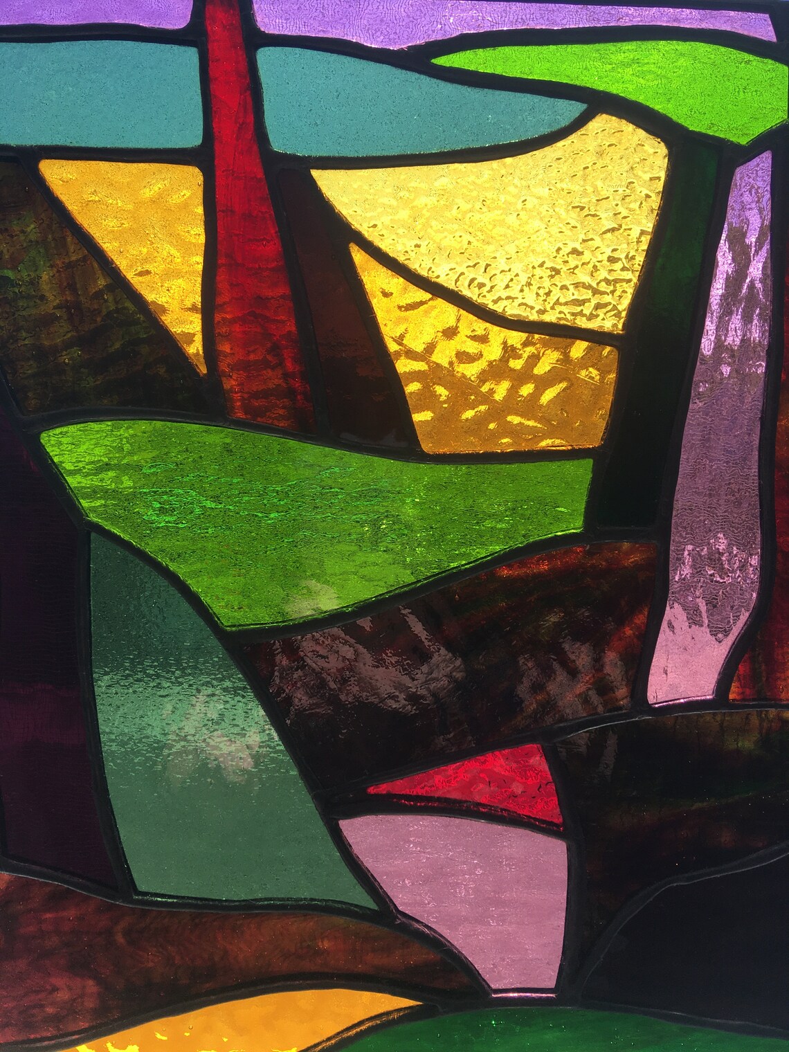 Stained Glass Abstract Landscape - Etsy