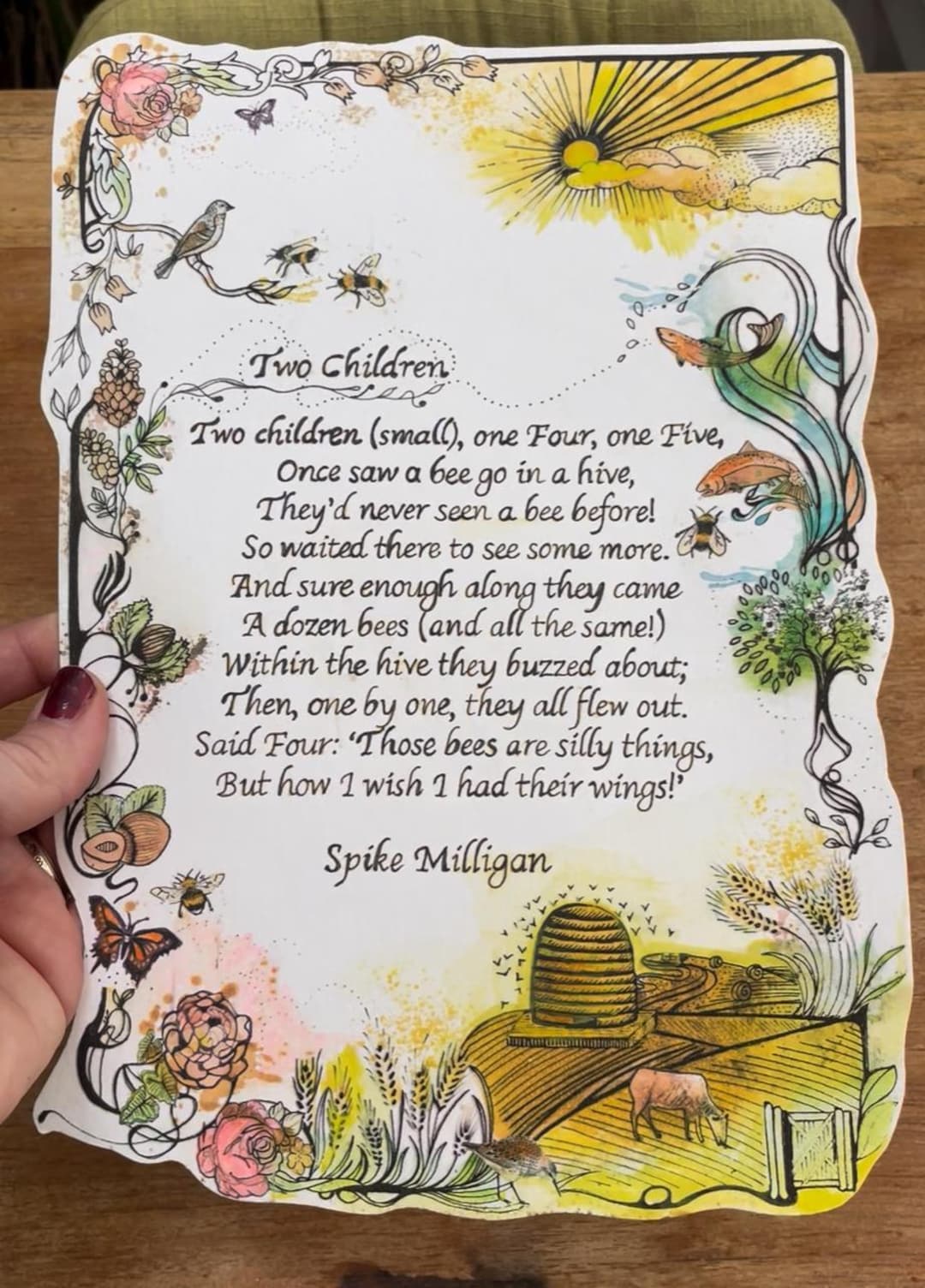 Spike Milligan Illustrated Poem Original Artwork on Watercolour Paper ...