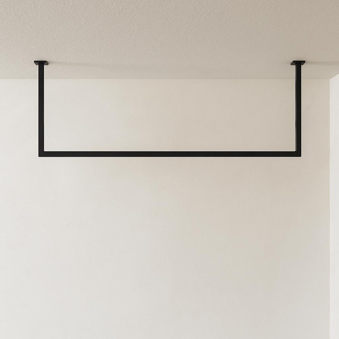 Ceiling-mounted Clothes Rack Made of Steel – Black/white – Minimalist ...