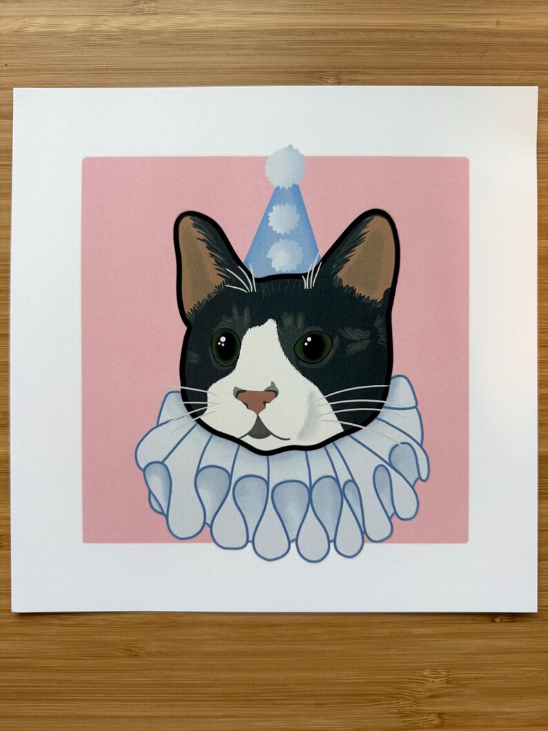 Pink Clown Cat Print - Etsy