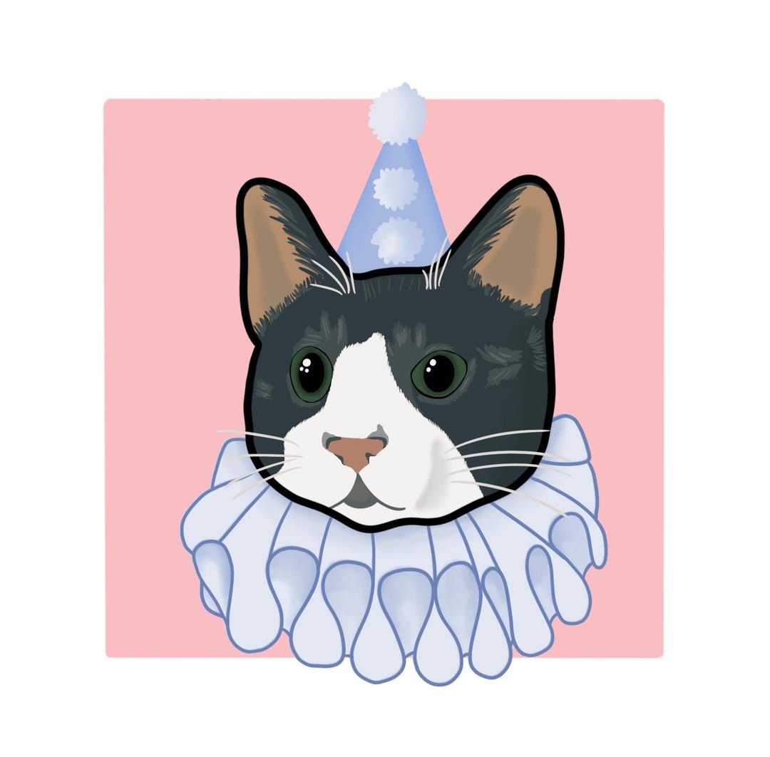 Pink Clown Cat Print - Etsy