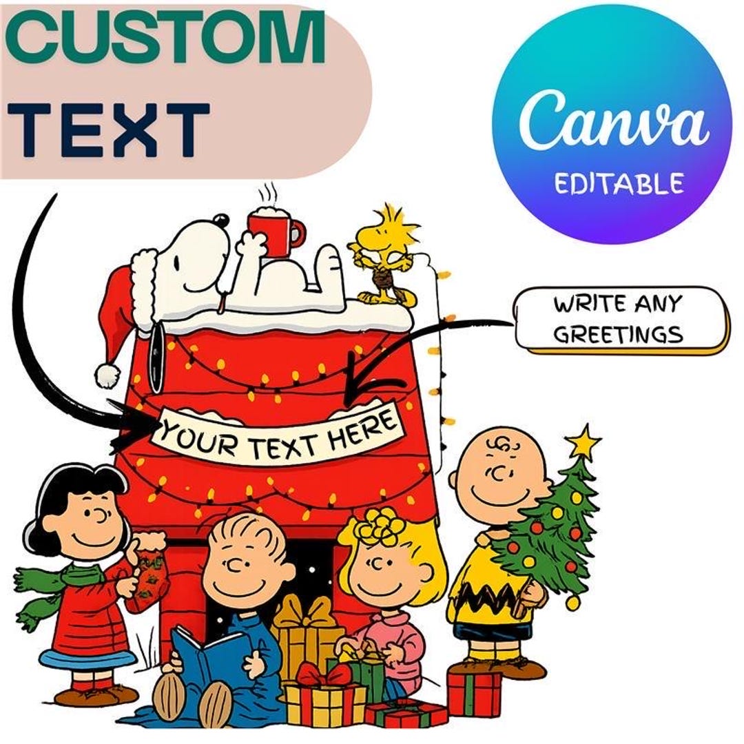 Snoopy Christmas Canva, Custom Text Shirt PNG (digital Download) - Etsy ...