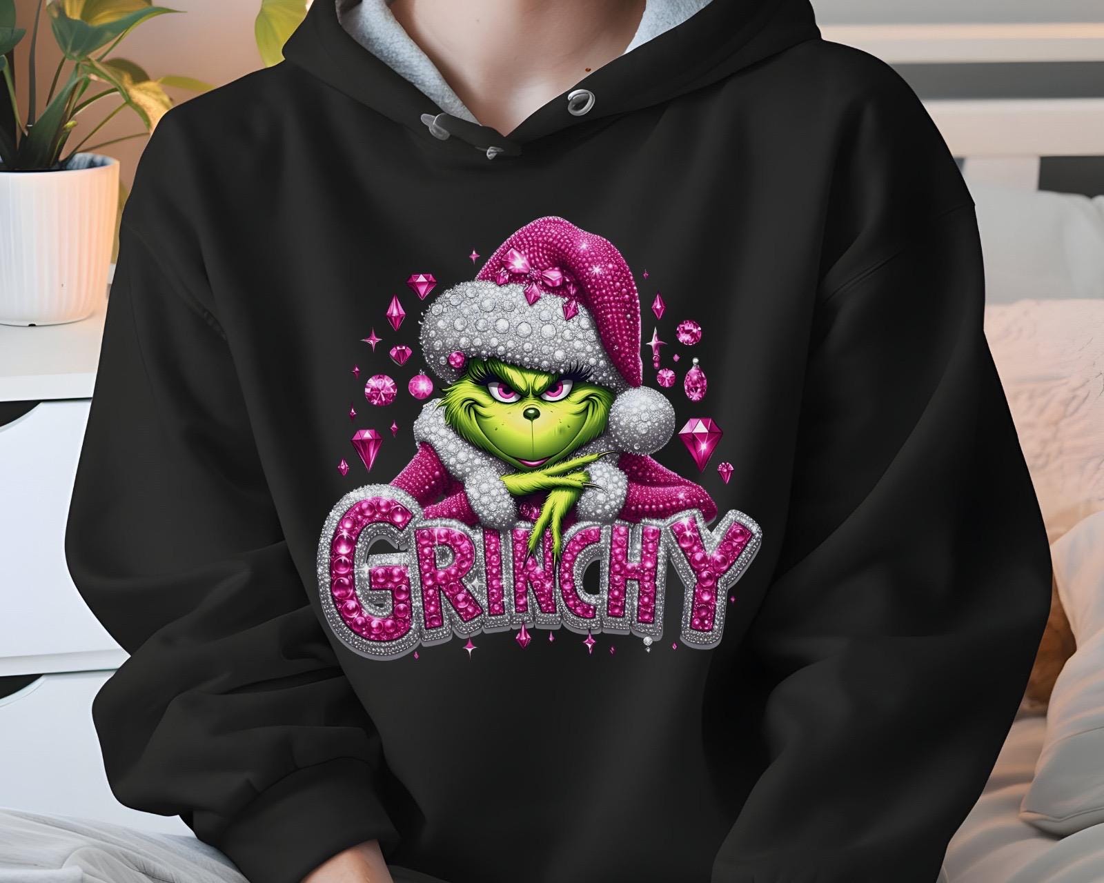 Grinchy Rhinestone Christmas PNG, Sparkly Grinch Clipart, Pack of Three ...