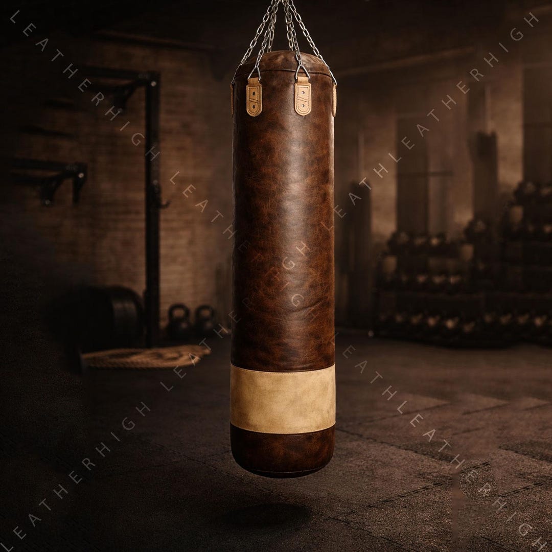 Handmade Vintage Leather MUAY THAI Heavy Bag 60+kg With Free Hanging ...
