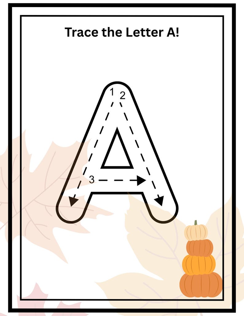 Fall Alphabet Tracing Worksheets A-Z | Preschool Handwriting Practice ...