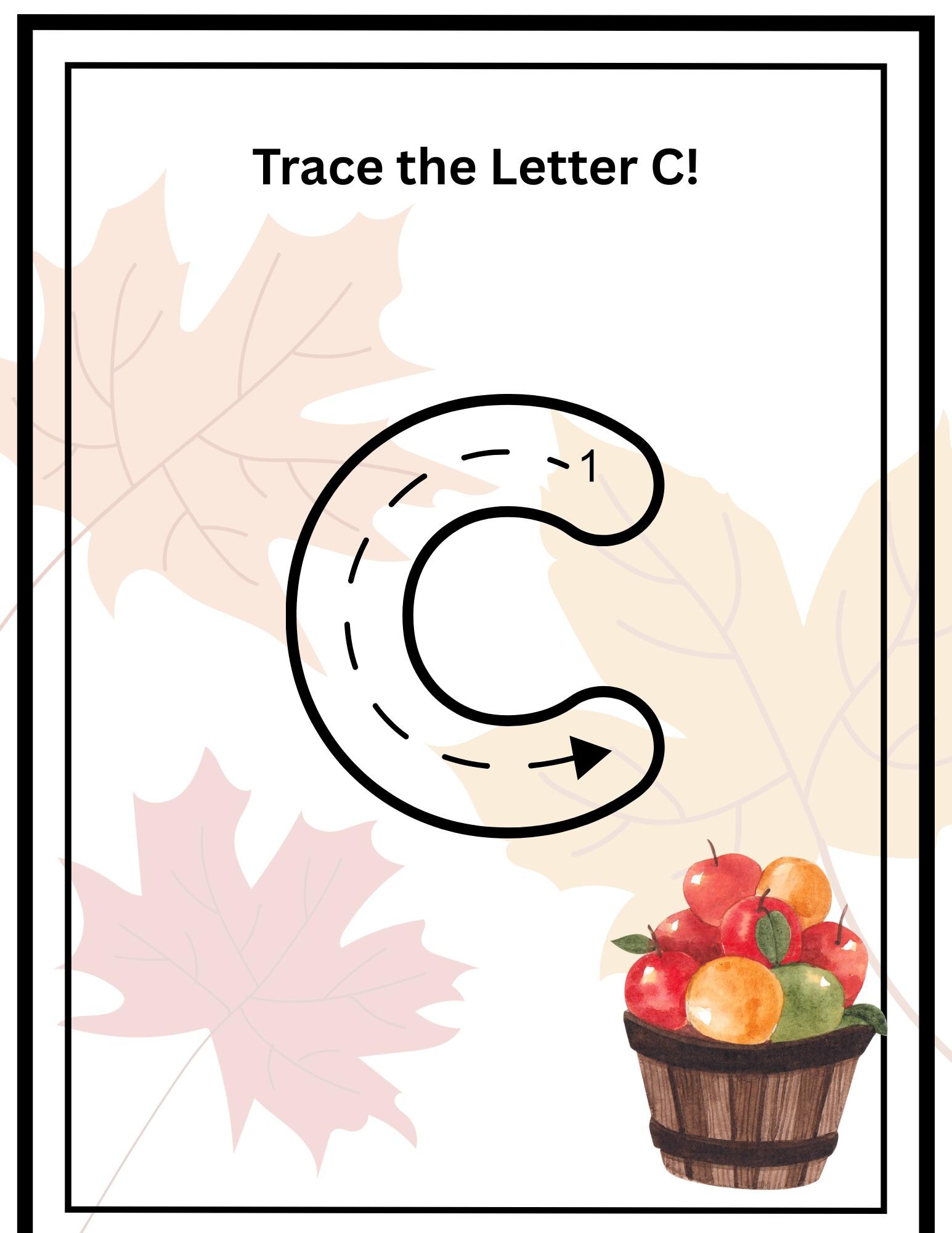 Fall Alphabet Tracing Worksheets A-Z | Preschool Handwriting Practice ...