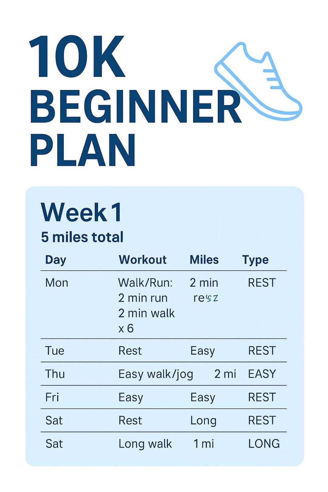 Beginner 10K Training Plan: 8-week Running Schedule (digital Download ...