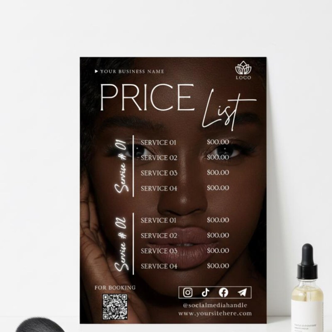 Editable Price List Template Canva, Printable Beauty Salon Pricing ...