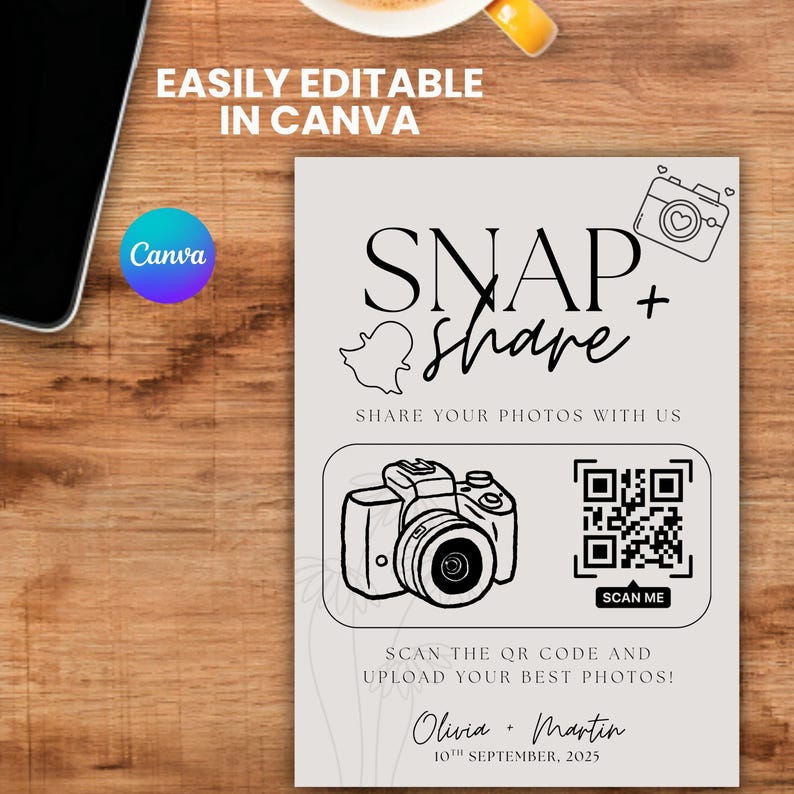 Editable Scan Snap & Share Photo Template, Capture the Love QR Code ...