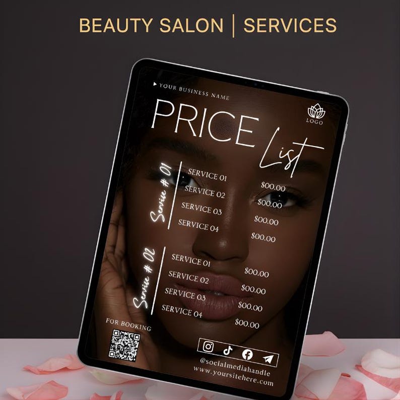 Editable Price List Template Canva, Printable Beauty Salon Pricing ...