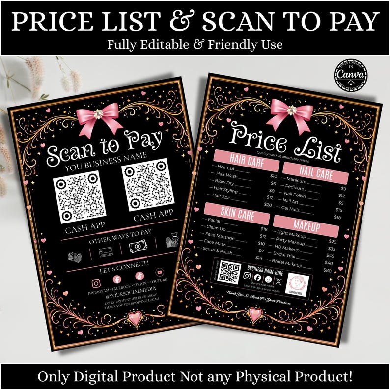 Editable Scan to Pay QR Code Sign Canva Template, Payment Accepted Sign ...