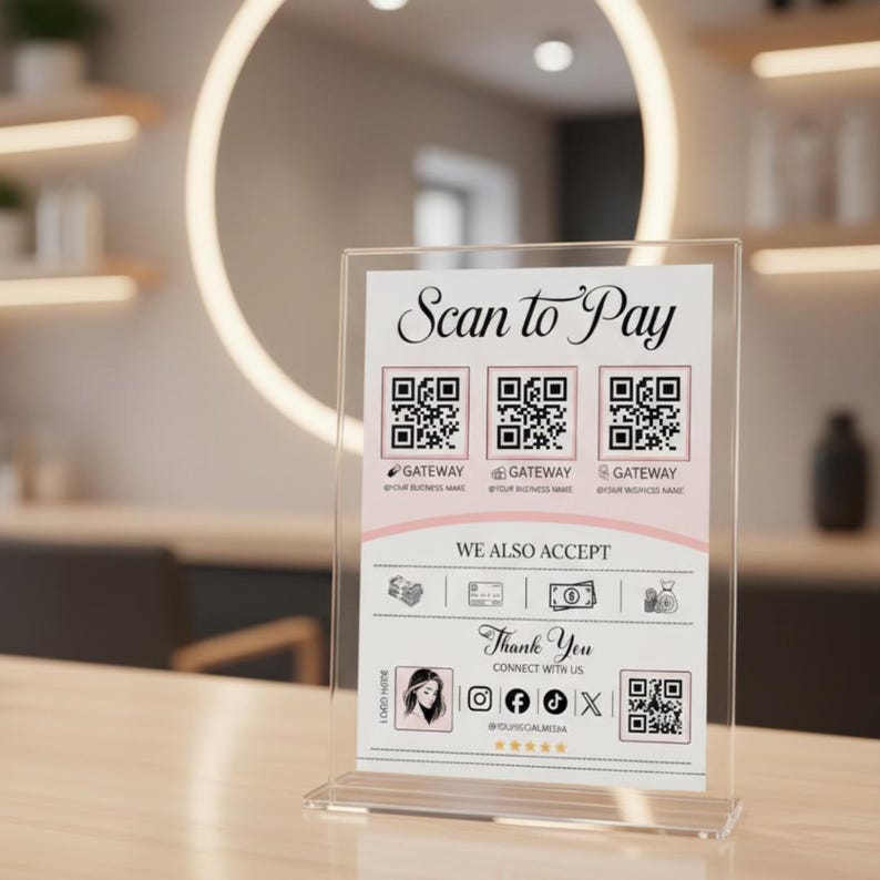 Salon Price List & Scan to Pay Template, Editable Beauty Menu With QR ...