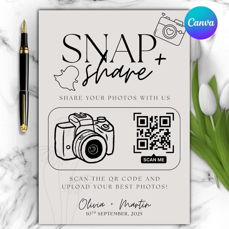 Editable Scan Snap & Share Photo Template, Capture the Love QR Code ...