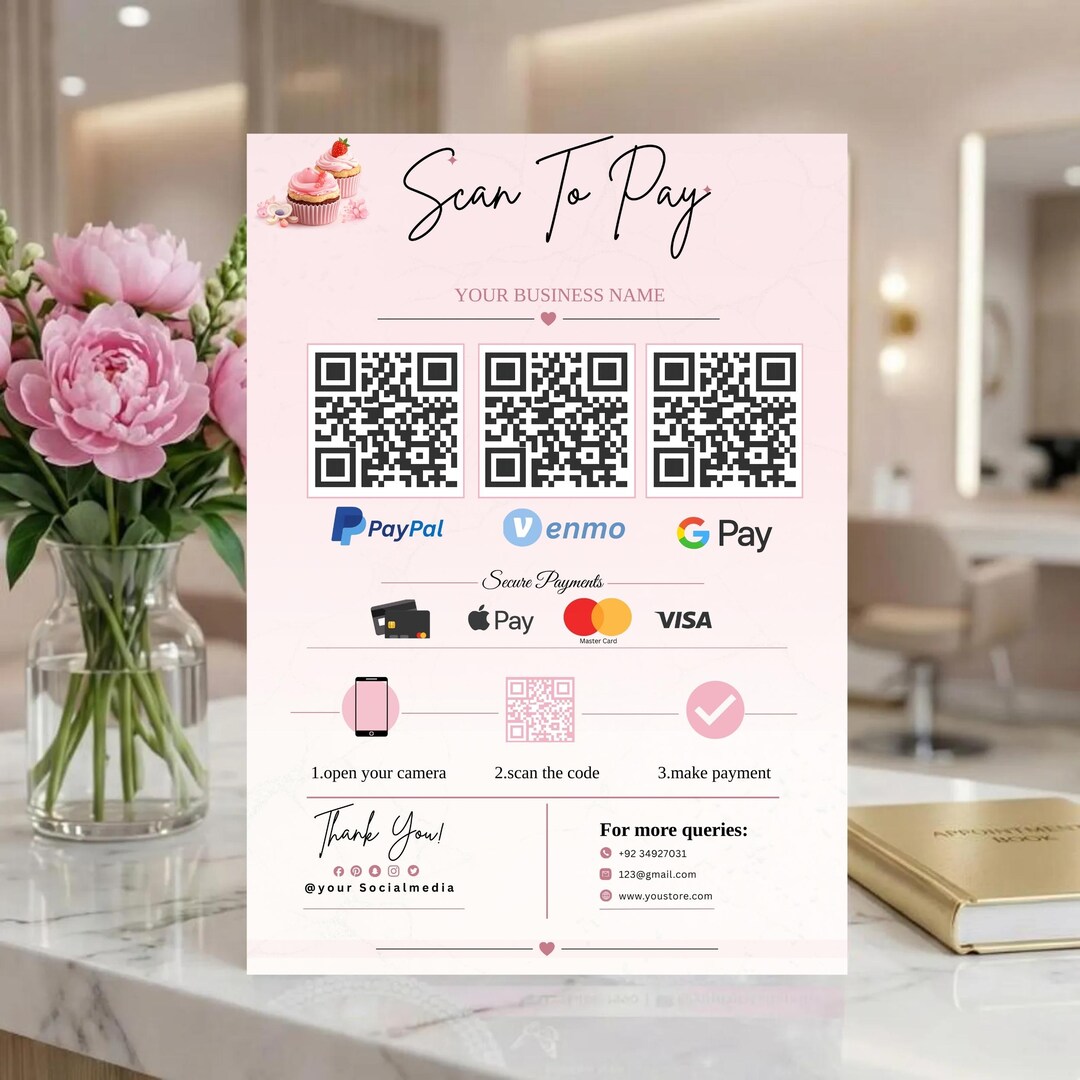 QR Code Payment Sign Canva Template Editable Scan to Pay Sign Small ...