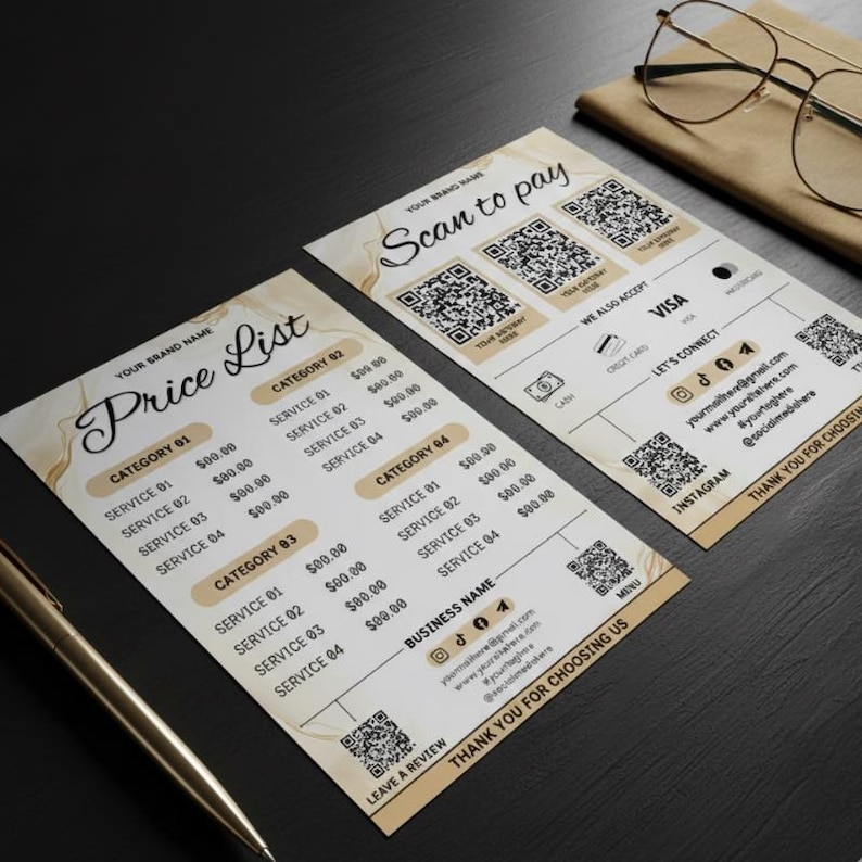 Editable Canva Scan to Pay & Price List Bundle, QR Code Payment Sign ...