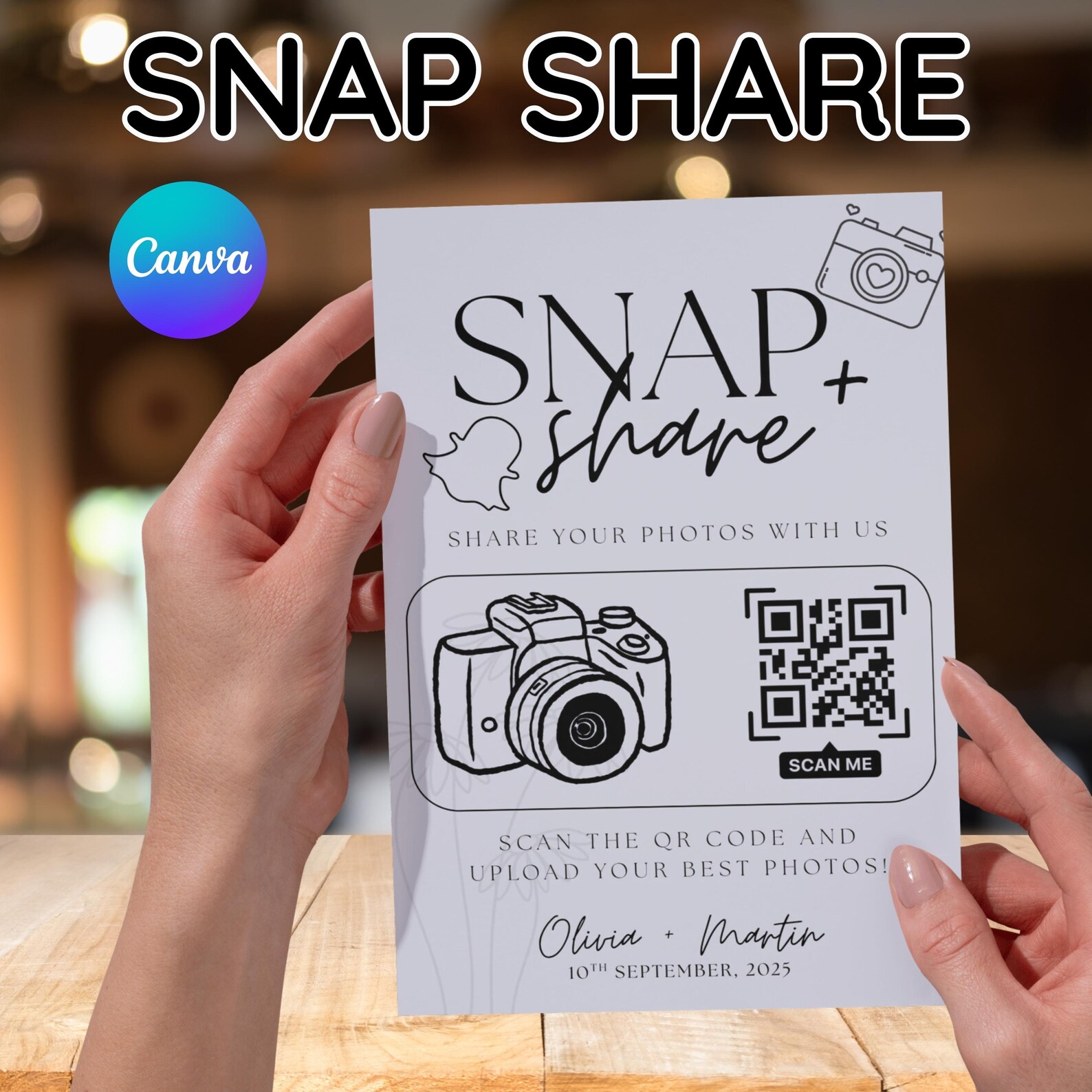 Editable Scan Snap & Share Photo Template, Capture the Love QR Code ...