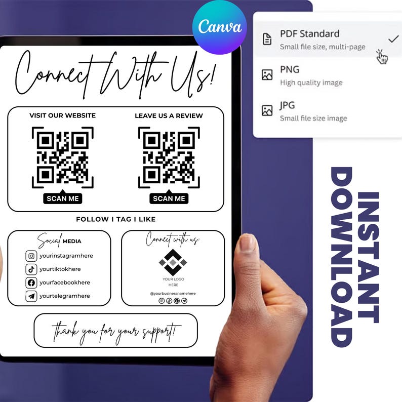 Editable Scan to Pay QR Code Sign: Small Business Payment Template ...