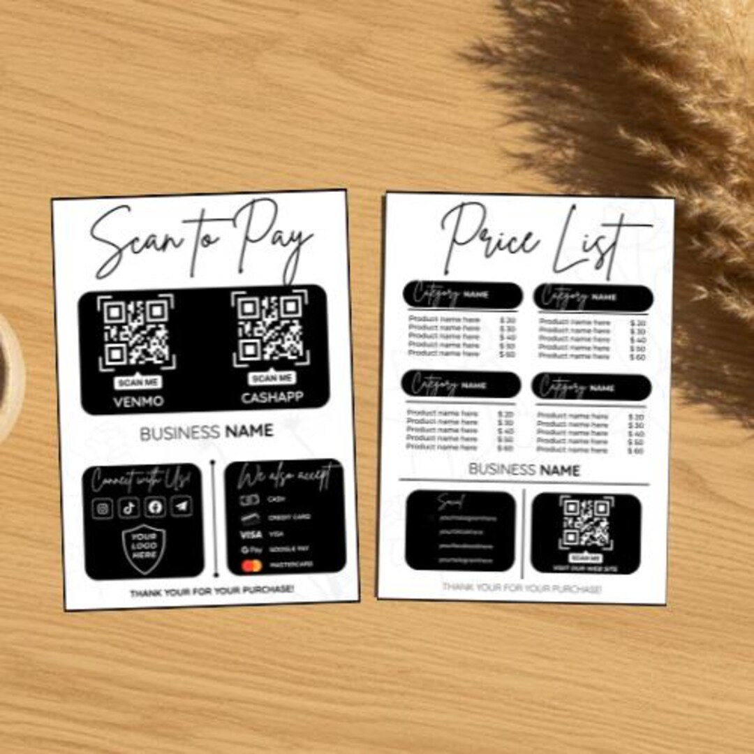 Editable Scan to Pay Sign Template, Canva QR Code Sign, Venmo Paypal ...