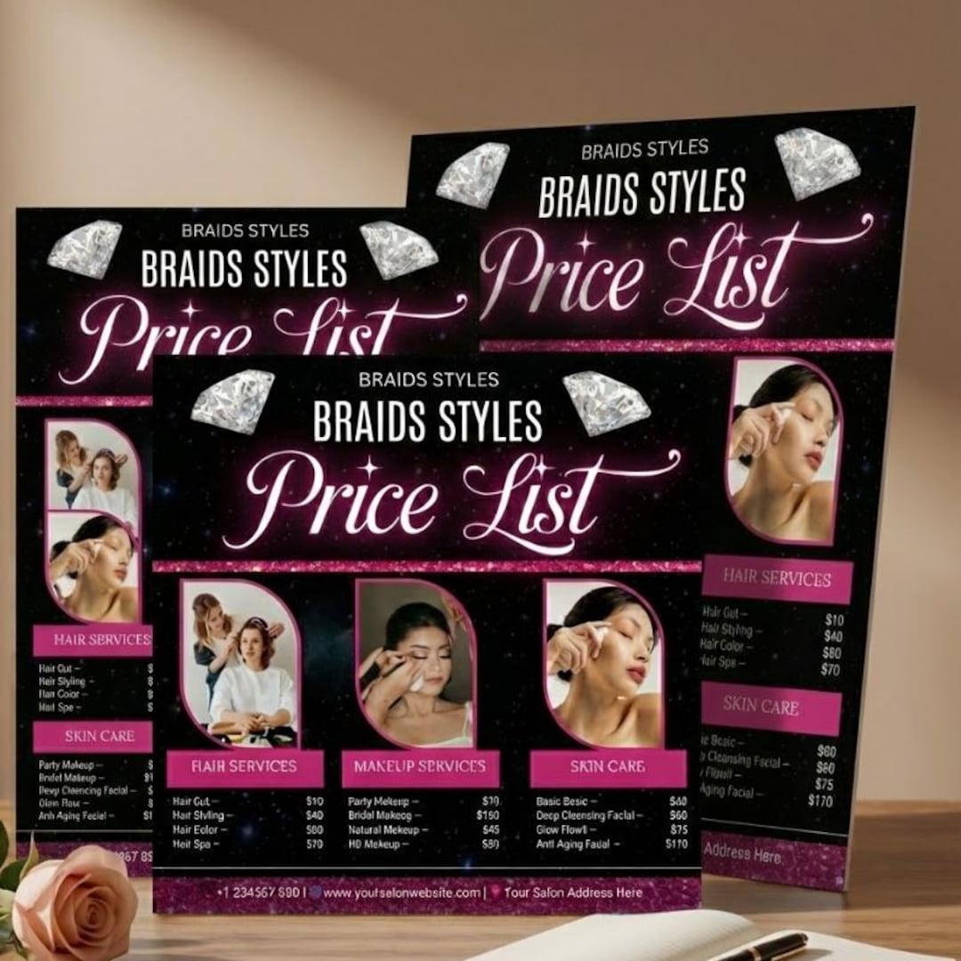 Salon Price List & Scan to Pay Template, Editable Beauty Menu With QR ...