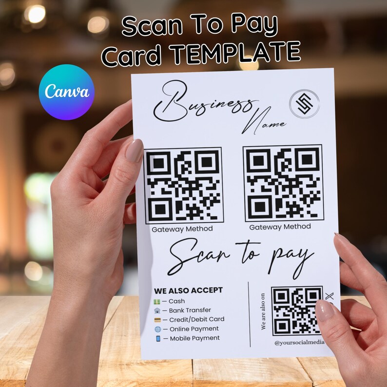 Editable Scan to Pay Sign Template, Modern QR Code Payment Sign for ...