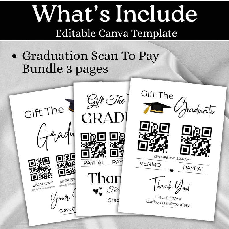 Editable Graduation QR Code Sign Template, Grad Party Venmo Paypal Sign ...