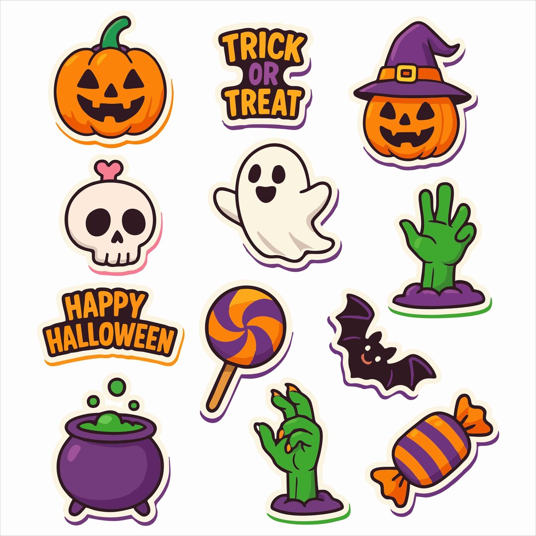 Cute Halloween Clipart Bundle | PNG SVG EPS | Ghost Pumpkin Bat Candy ...
