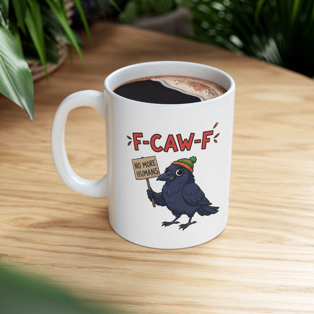 Funny Crow Mug, F-caw-f, No More Humans - Etsy