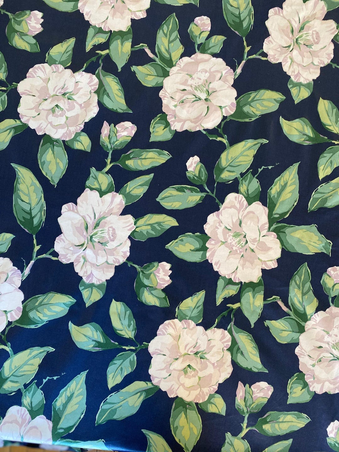 Vintage Camelia Chintz Fabric: 1999 Cyrus Clark "charleston" Indigo ...