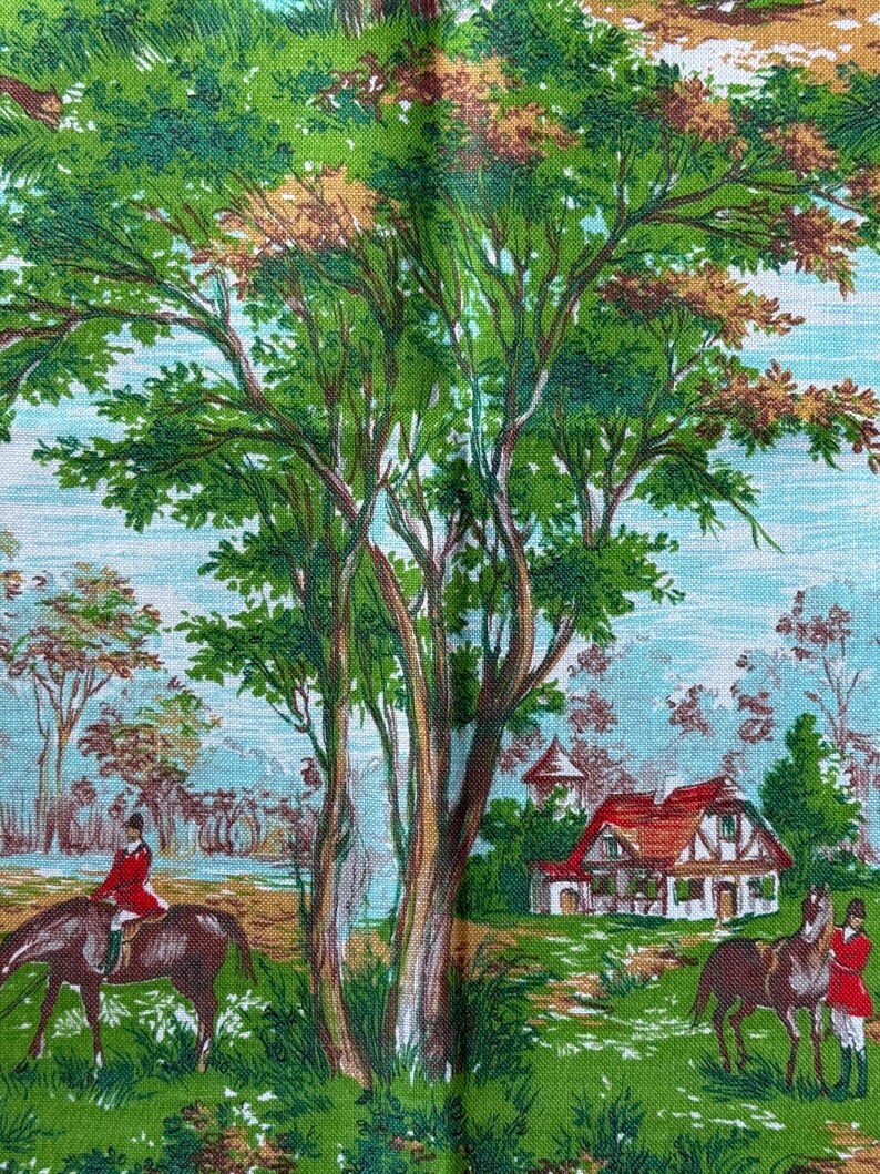 Vintage 1950s Marignan “grand Teint Meuble” French Hunt Scene Fabric - Etsy