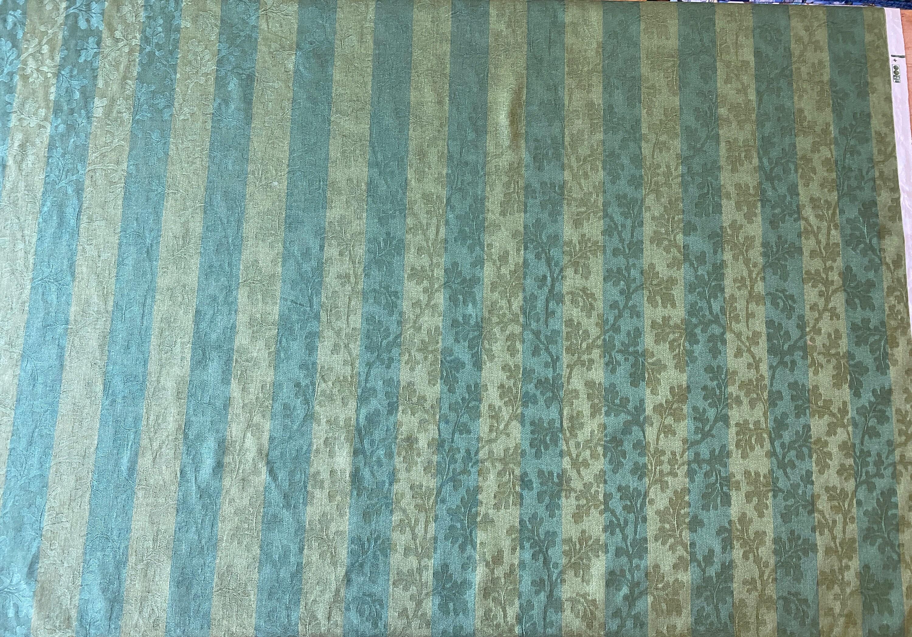 Vintage 1990s Jay Yang Emerald Green Striped Damask Upholstery Fabric ...