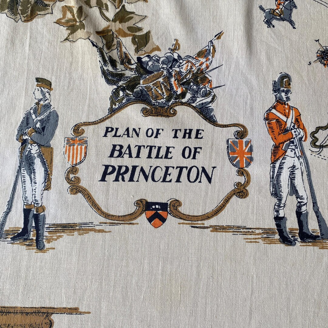 Vintage 1956 Battle of Princeton Fabric Scrap: Hand-printed Cotton - Etsy
