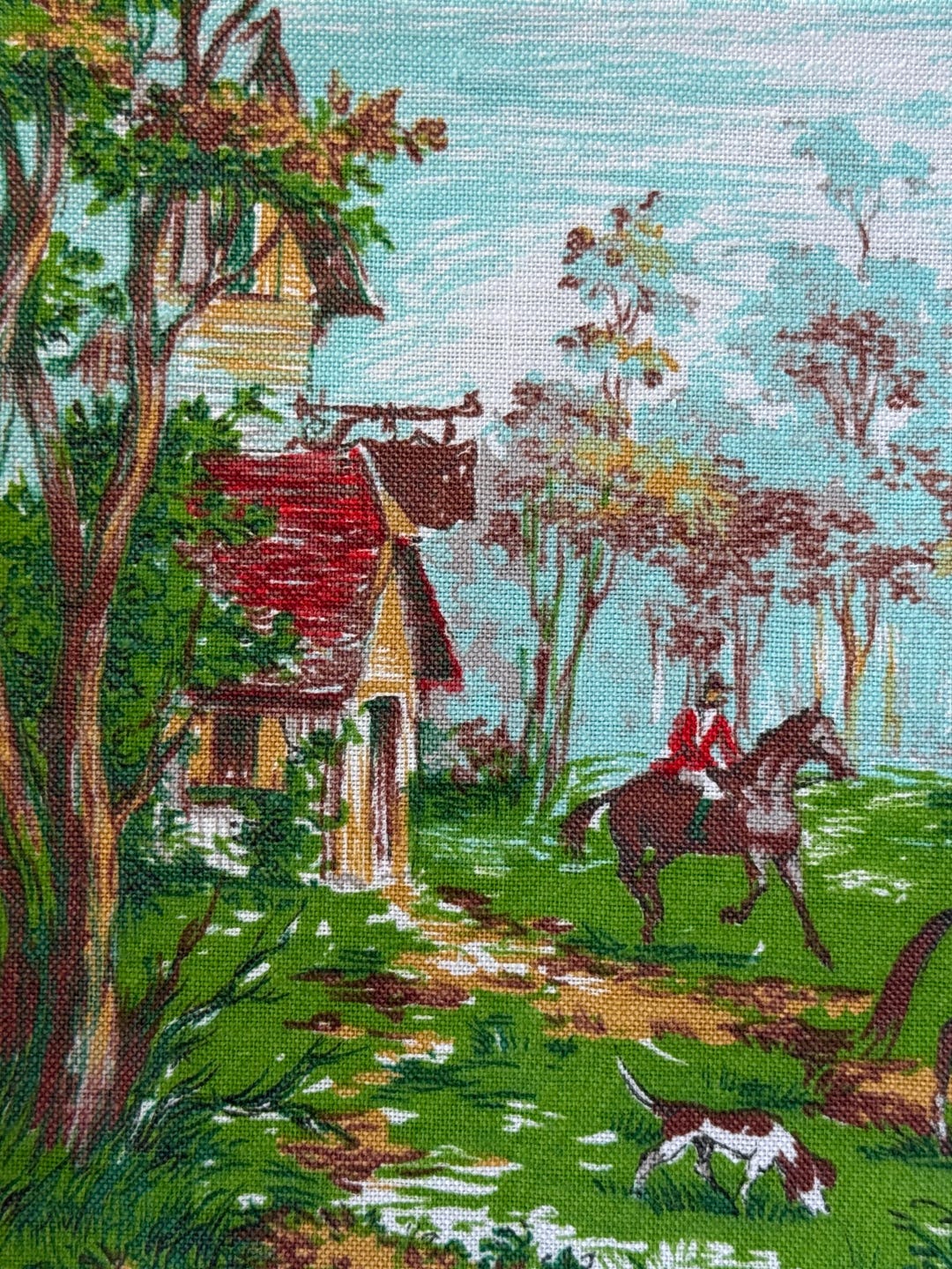Vintage 1950s Marignan “grand Teint Meuble” French Hunt Scene Fabric - Etsy