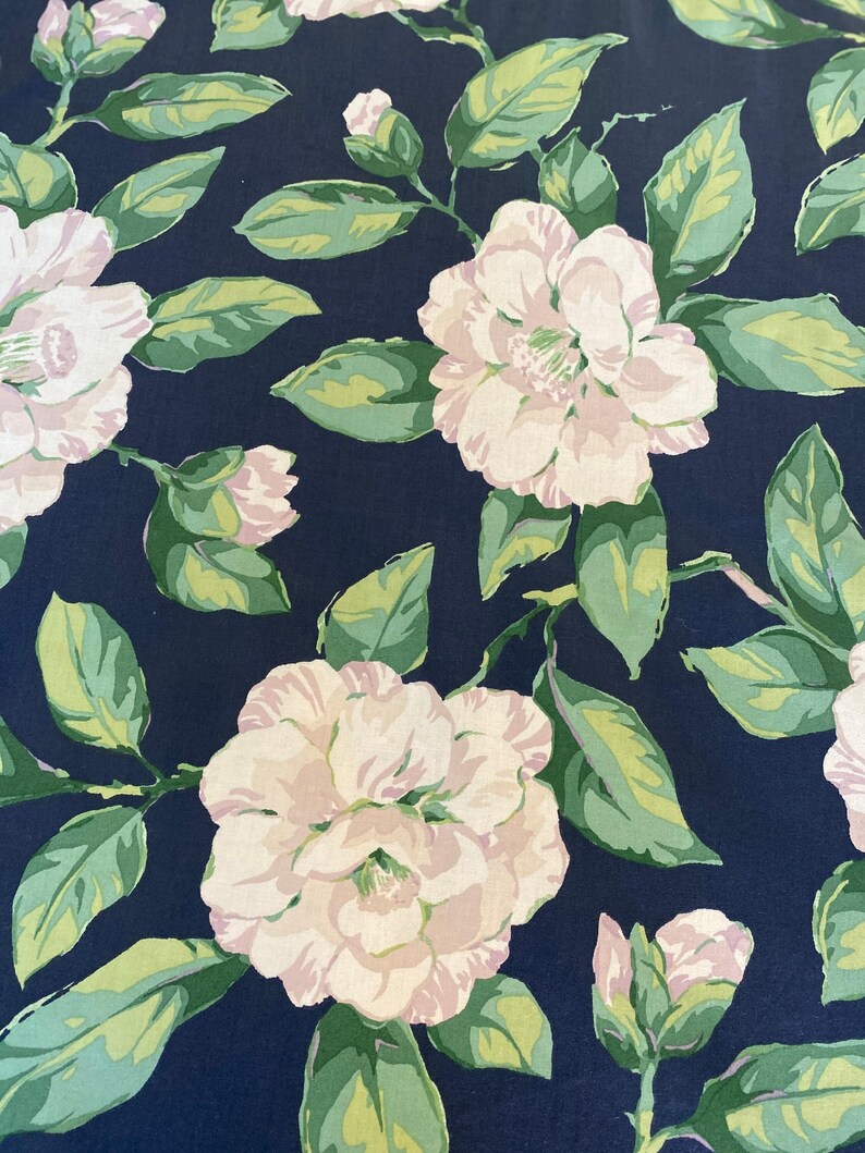 Vintage Camelia Chintz Fabric: 1999 Cyrus Clark "charleston" Indigo ...