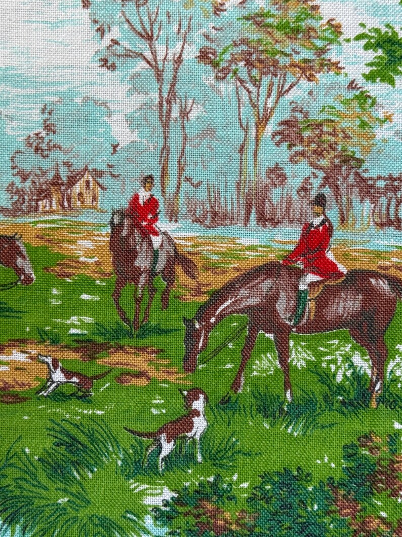 Vintage 1950s Marignan “grand Teint Meuble” French Hunt Scene Fabric - Etsy