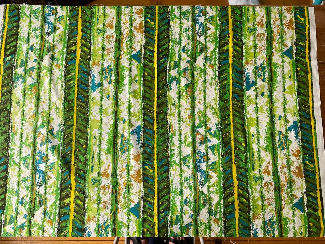 Vintage 1960s Tiki Upholstery Fabric: Chetley Originals Chartreuse ...