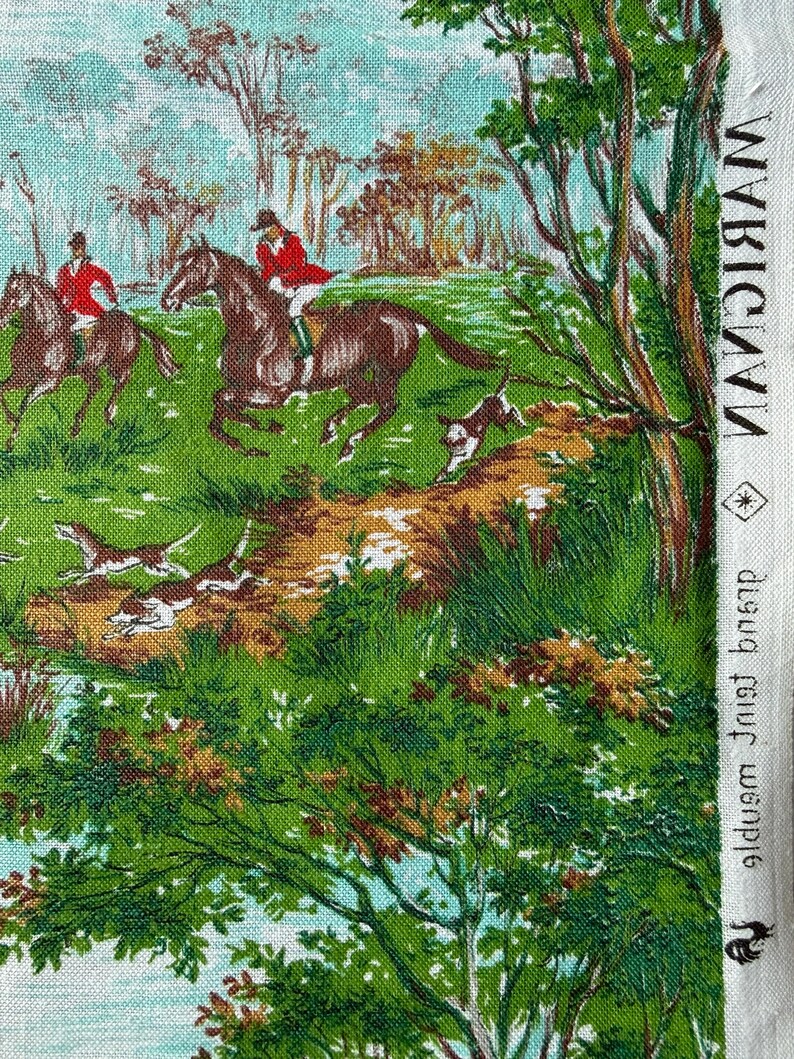 Vintage 1950s Marignan “grand Teint Meuble” French Hunt Scene Fabric - Etsy