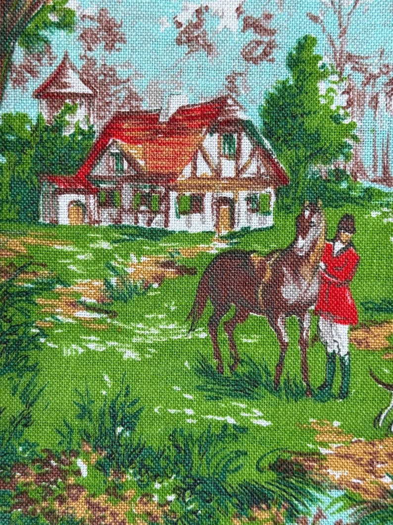 Vintage 1950s Marignan “grand Teint Meuble” French Hunt Scene Fabric - Etsy