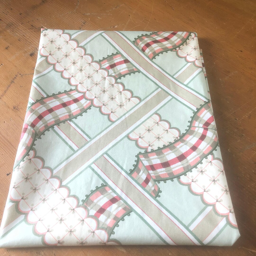 Vintage Bassett Mcnab Court Plaid Fabric Sample: Seafoam Green Chintz ...