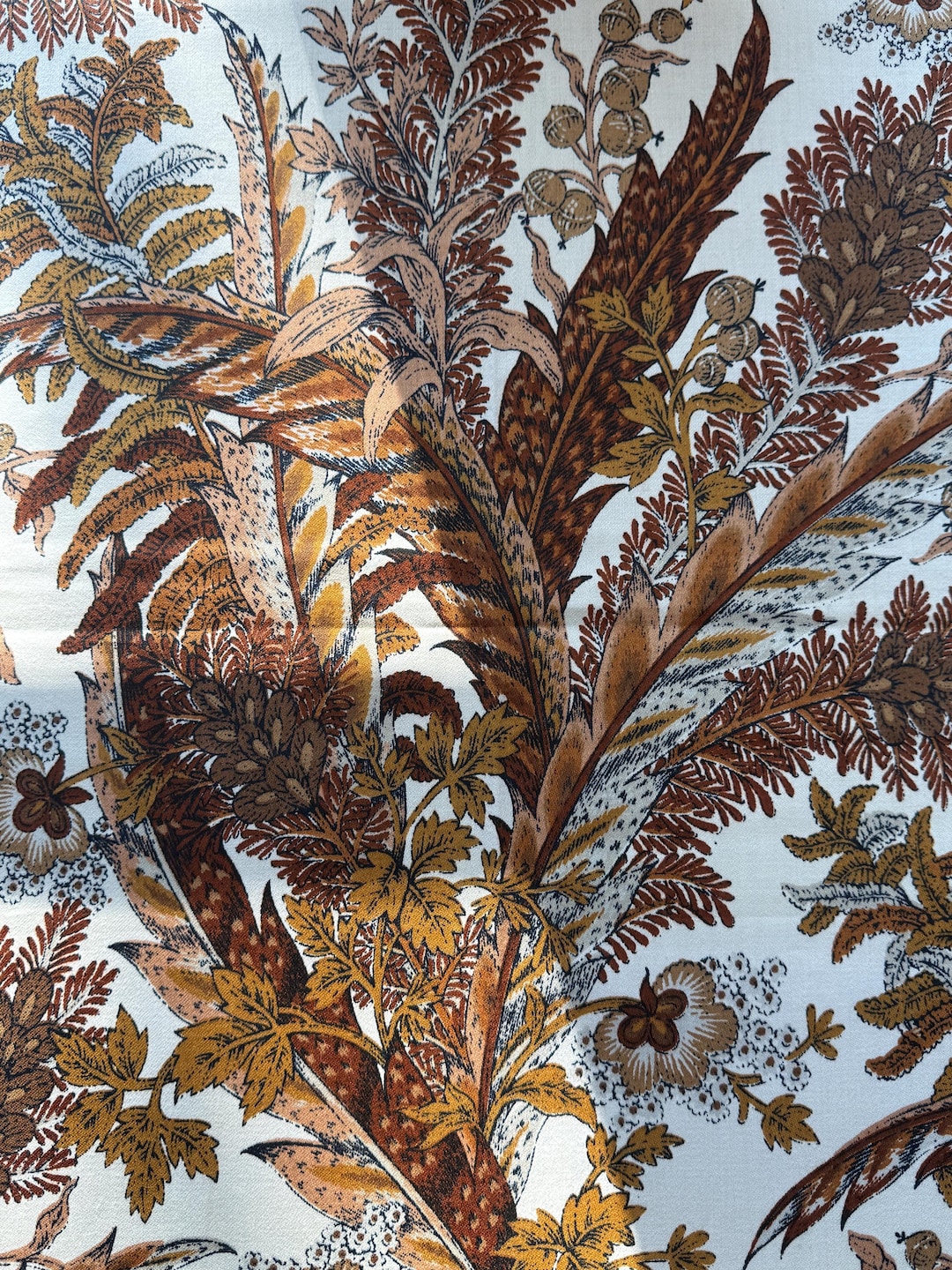 Vintage Autumn Botanical Print Fabric 1978 House & Home Fabrics ...