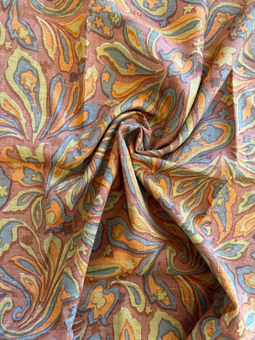 1960s David and Dash Linen Fabric Sample: Mid-century Modern Floral ...
