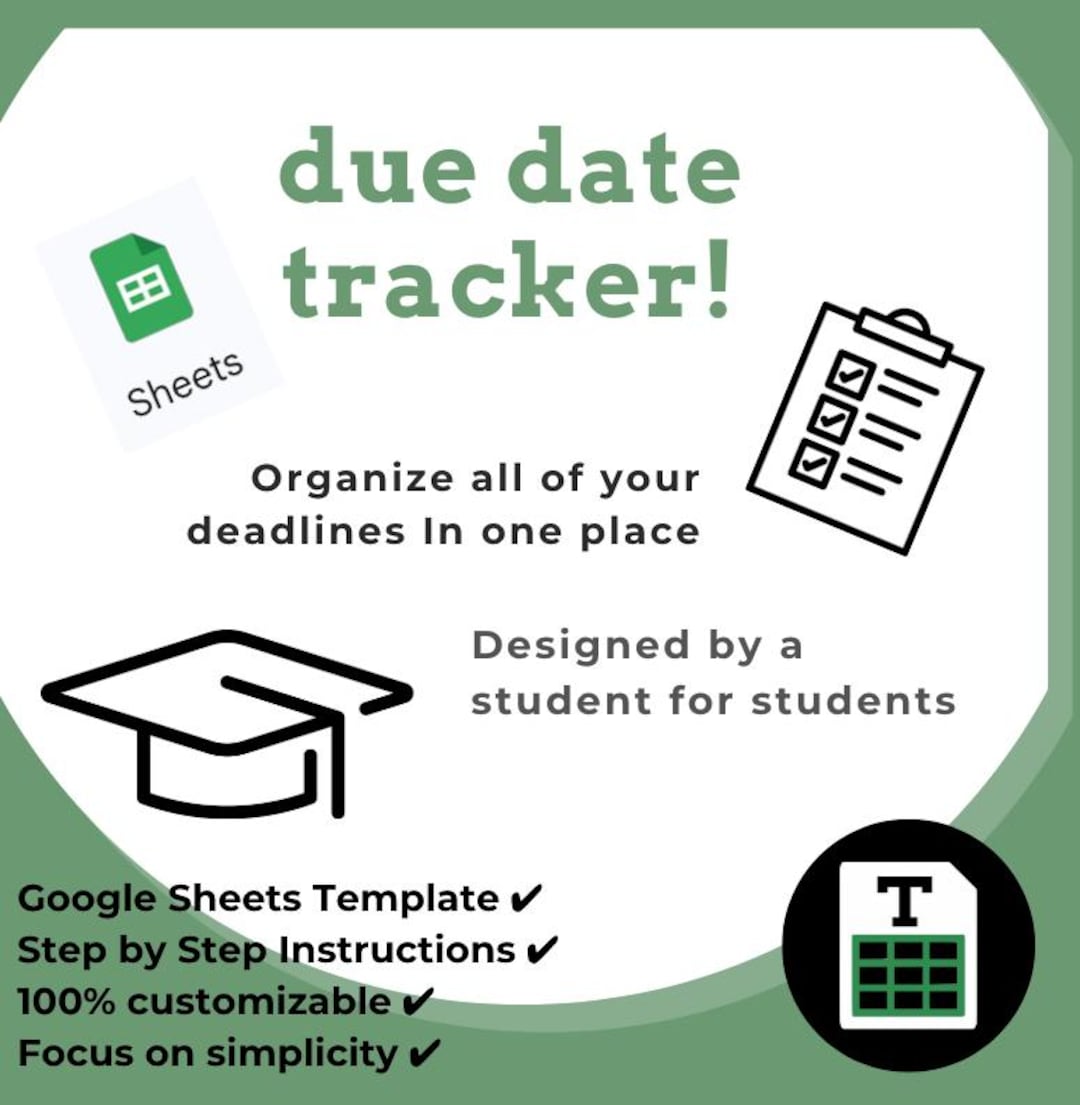 Due Date Tracker/ Assignment Organizer for Students - Etsy