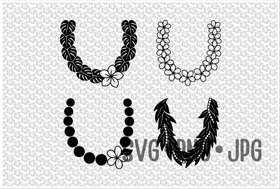 Hawaiian Half Lei SVG Bundle: Tropical Floral Clipart (digital Download ...