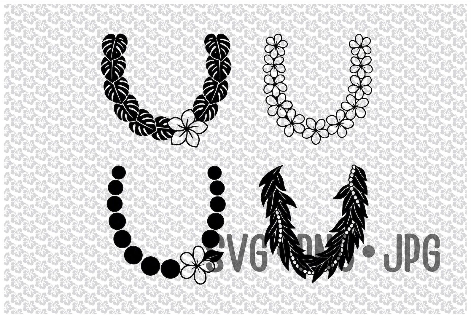 Hawaiian Half Lei SVG Bundle: Tropical Floral Clipart (digital Download ...