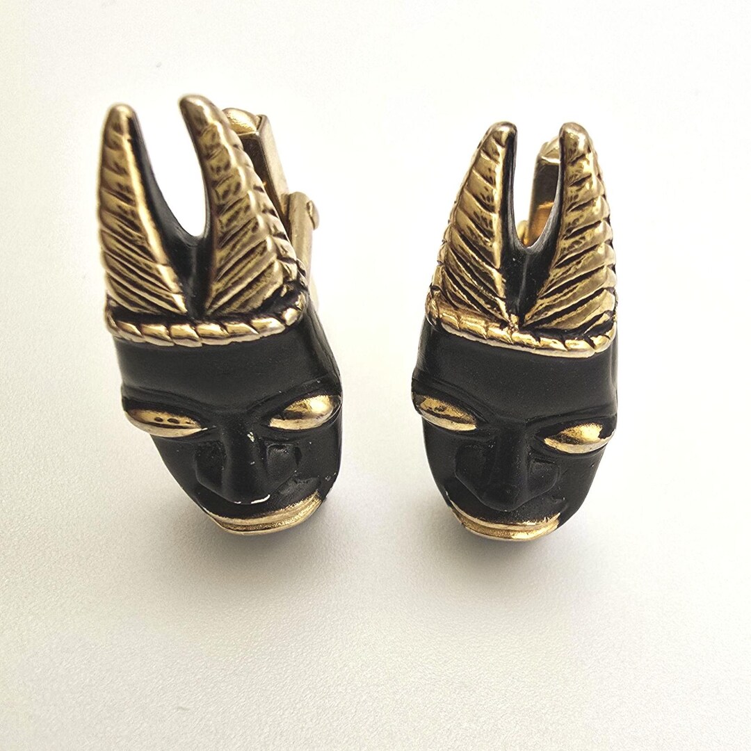 Gold Tone and Painted Swank Tribal Mask Cufflinks - Etsy
