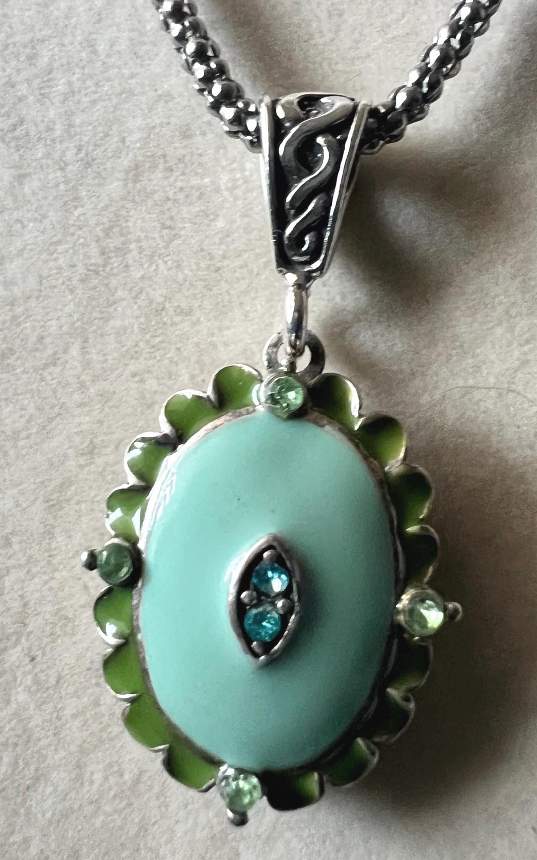Antique Enamel Locket With Gem Stones - Etsy