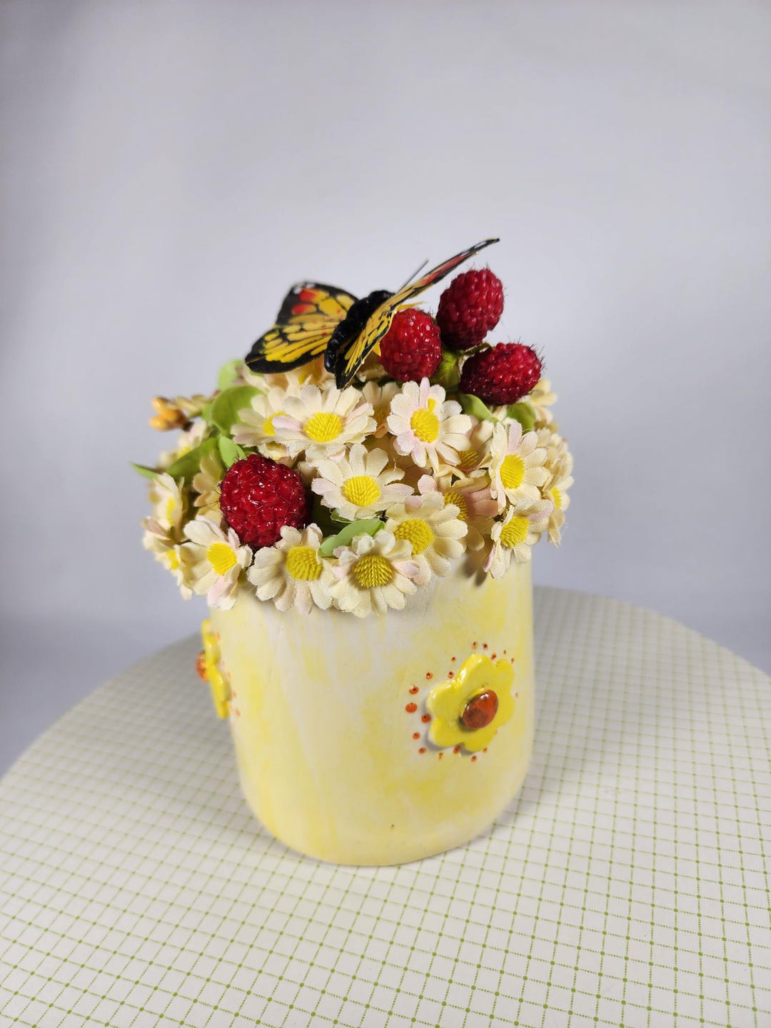 Floral Centerpiece – Fabric Flower Dream Pot, Vintage Watering Can ...