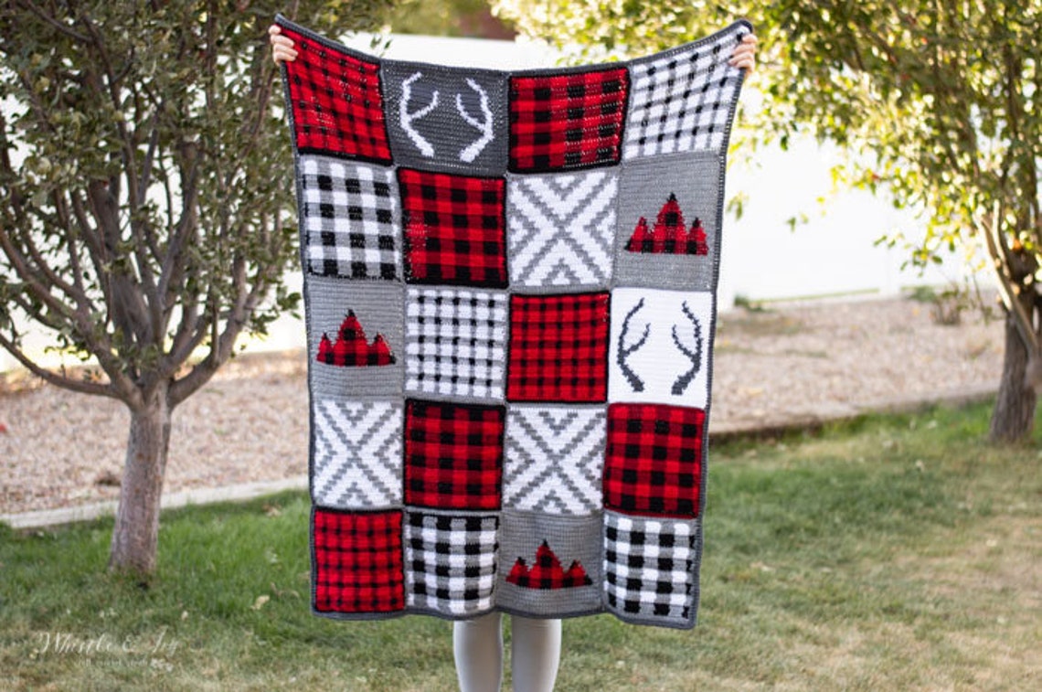 CROCHET PATTERN: Buffalo Plaid Patchwork Blanket (PDF Download Pattern ...