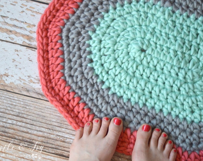 English Rug Pattern, Crochet Half Moon Pdf Pattern, Crochet Rug Pdf ...
