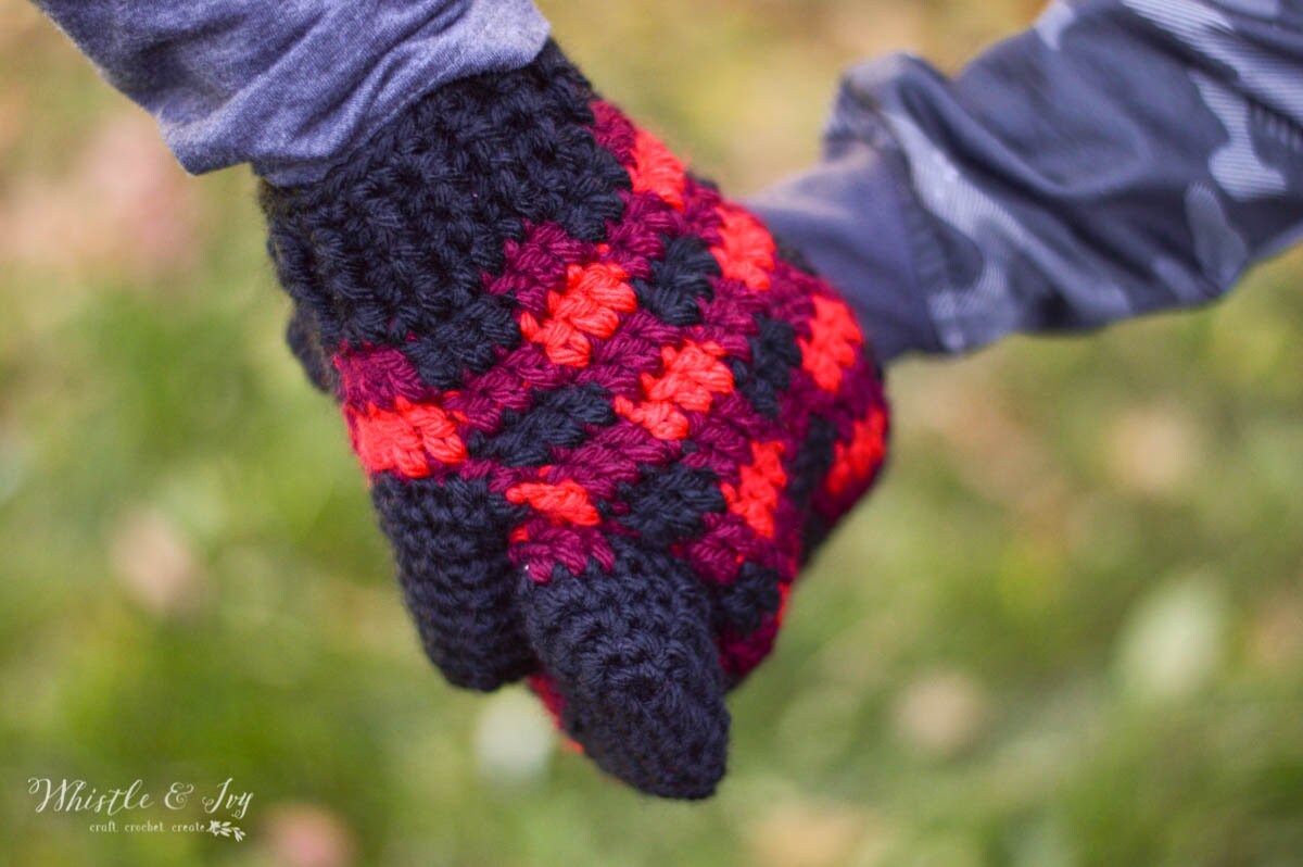 CROCHET PATTERN: Buffalo Plaid Mittens Sized Adults to Kids - Etsy