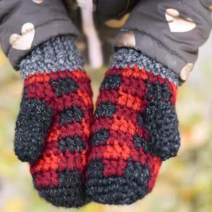 CROCHET PATTERN: Buffalo Plaid Mittens - Sized Adults to Baby - Pattern ...